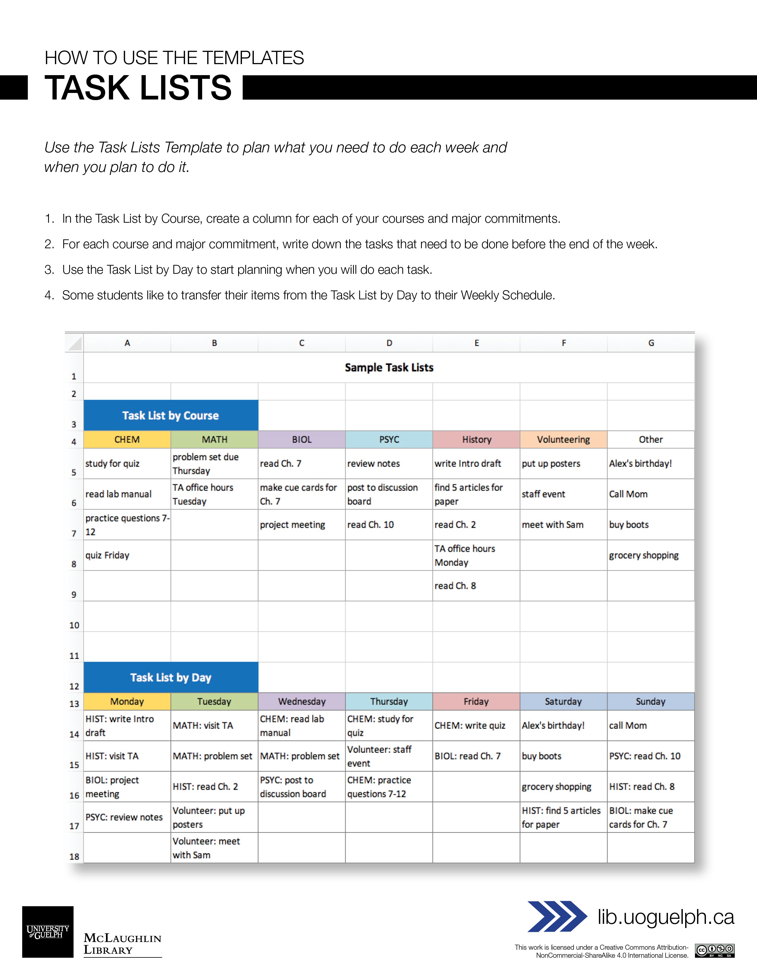Excel Task Lists | Digital Learning Commons